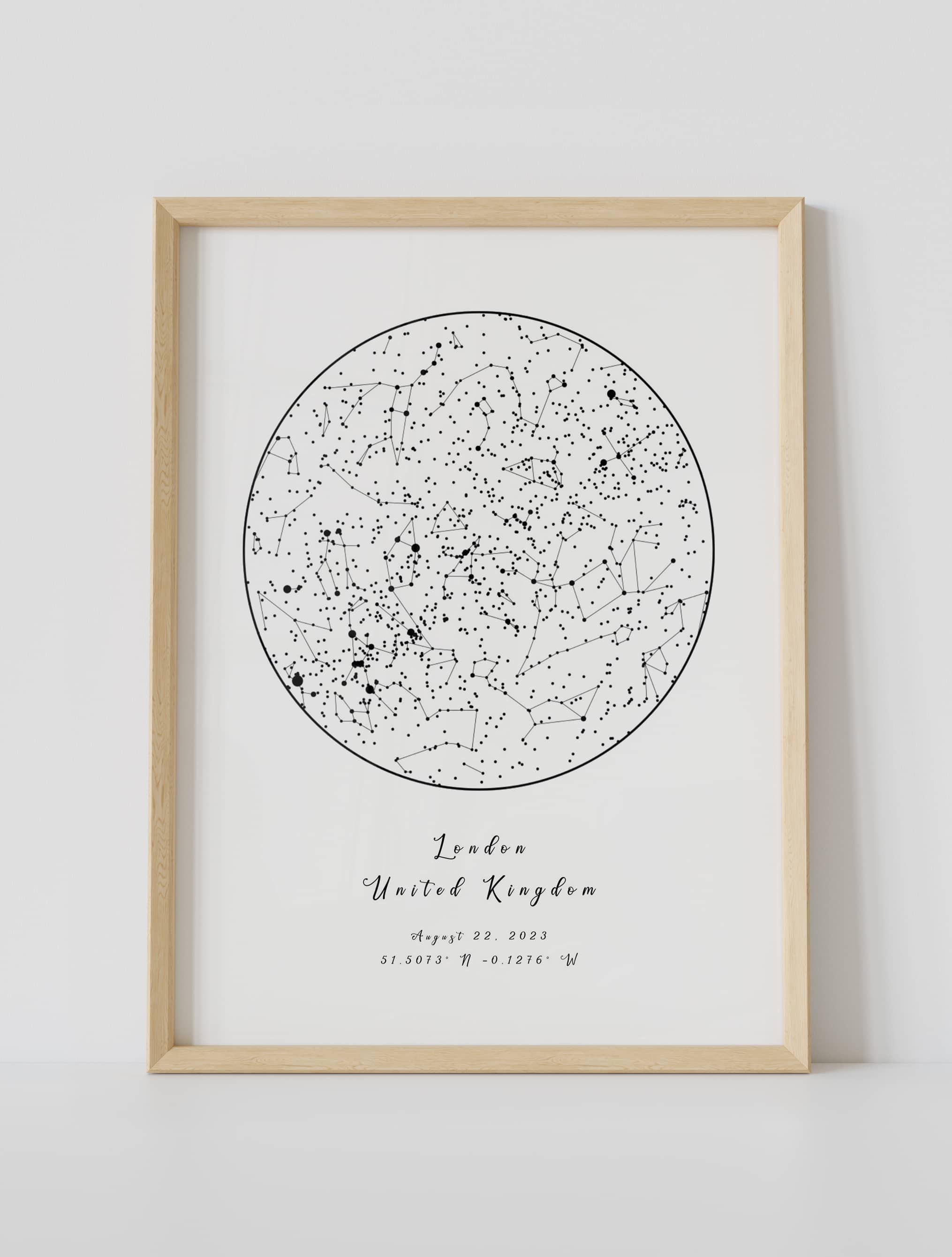 Custom Night Sky Poster- 100% Accurate Constellation Map